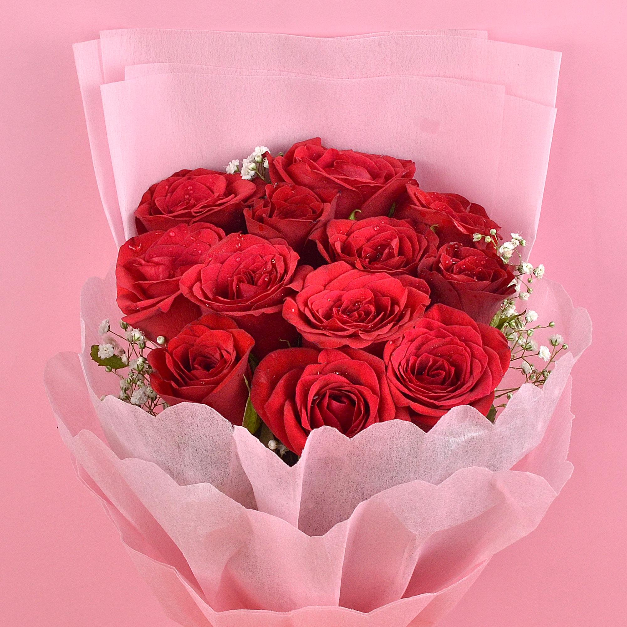 Radiant Red Rose Bouquet | Roses to India