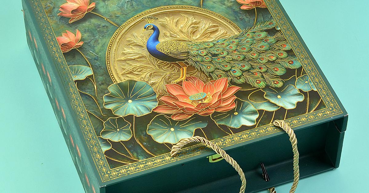 Regal Peacock Square Box | Gift Boxes