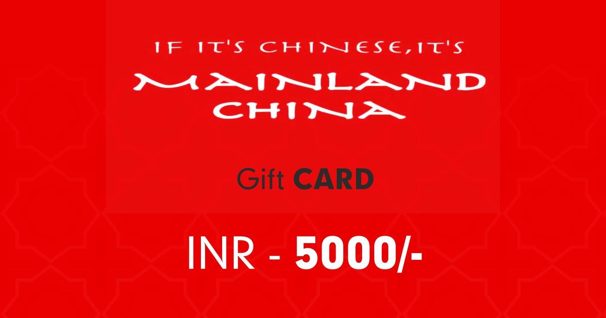 Mainland China Gift Card Rs.5000 | Mainland China Gift Cards