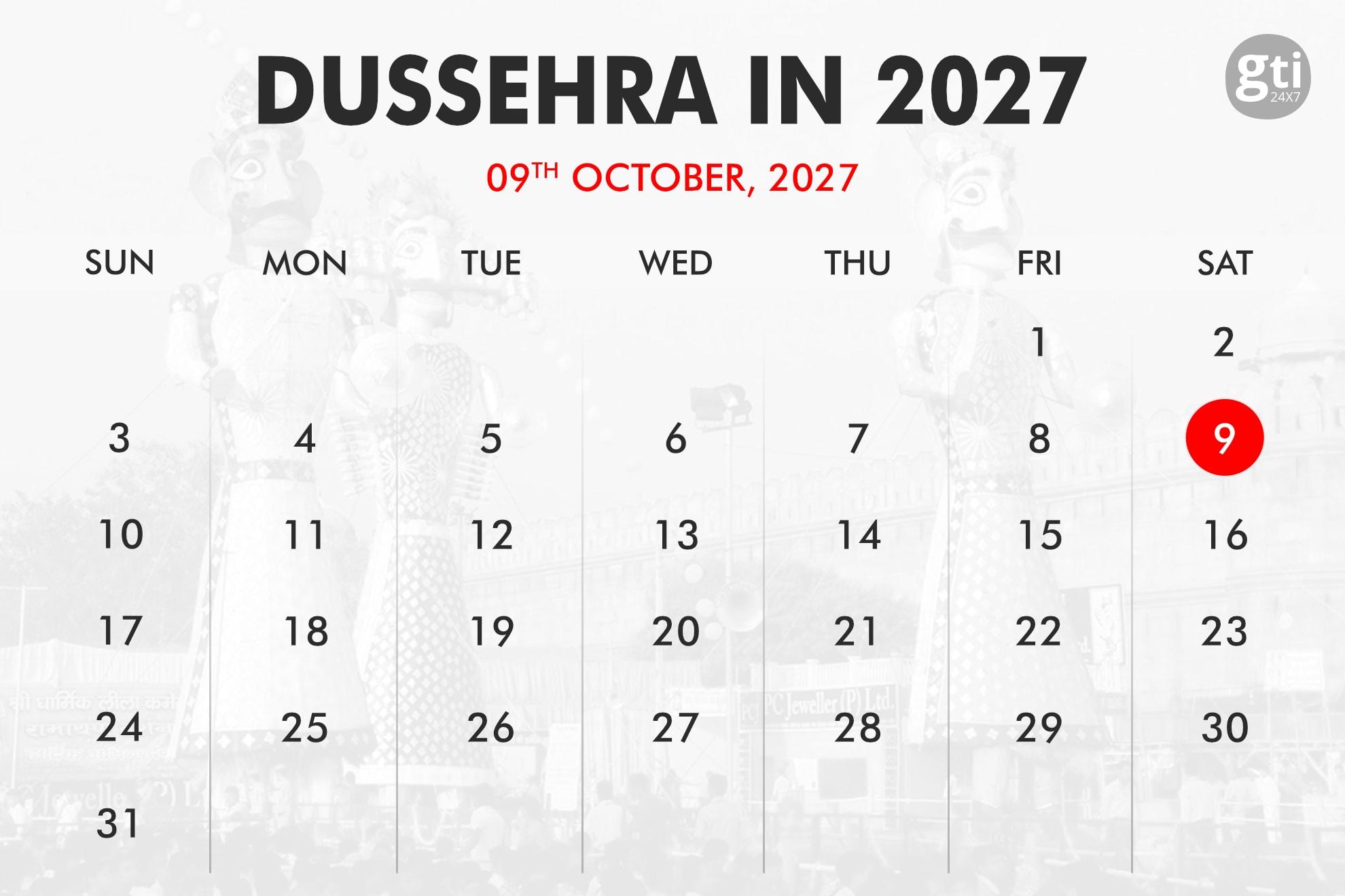 When is Dussehra in 2025, 2026, 2027?