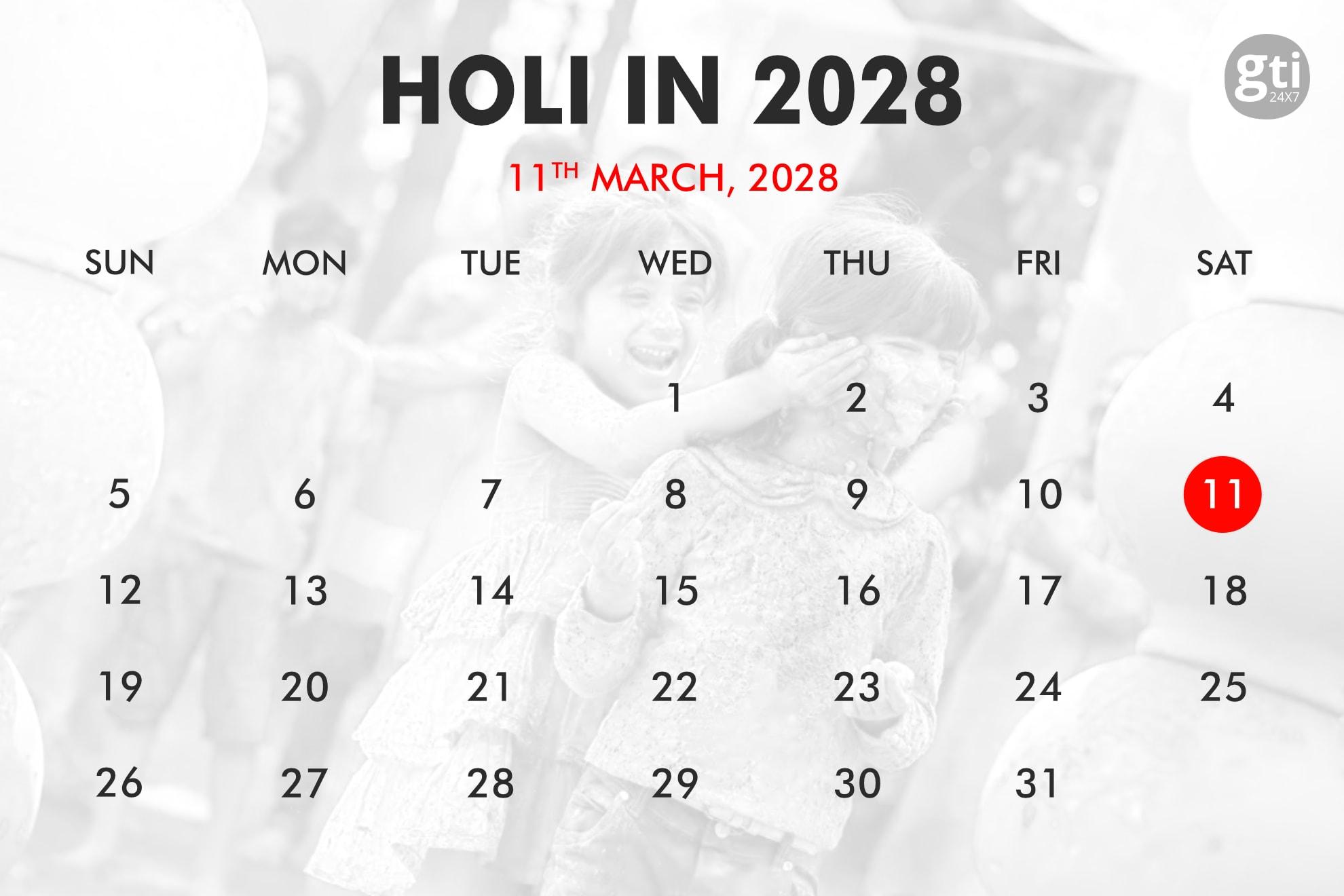 When is Holi in 2026, 2027, 2028?